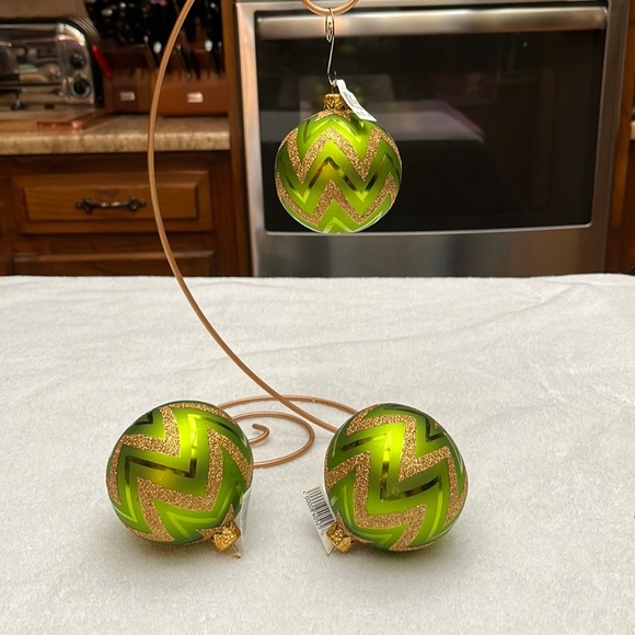 Holiday | Group Of Three Beautiful Lime Green And Gold Glitter Holiday ...